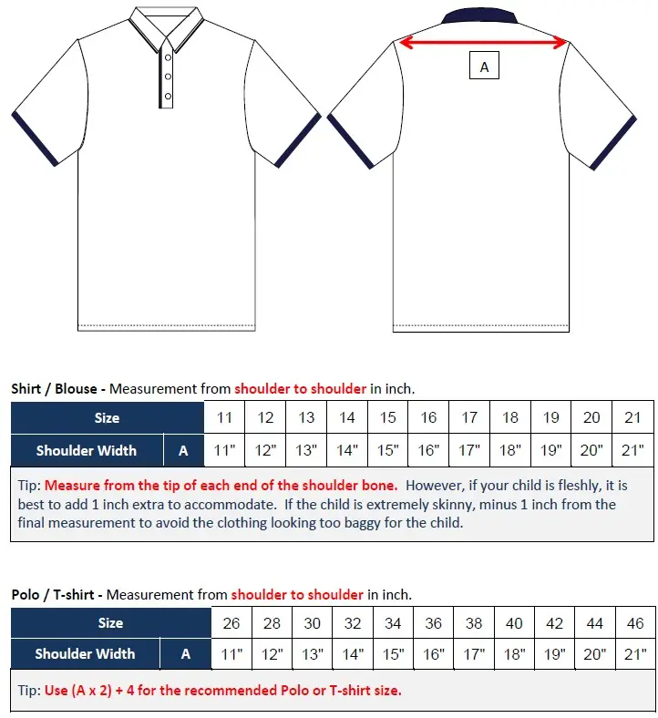 Sizing Guide | Shanghai School Uniform